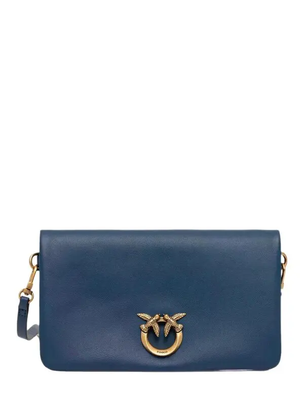 Pinko Love Bag Click Soft Horizontal Mini Small Crossbody-clutch In Leather - Blue