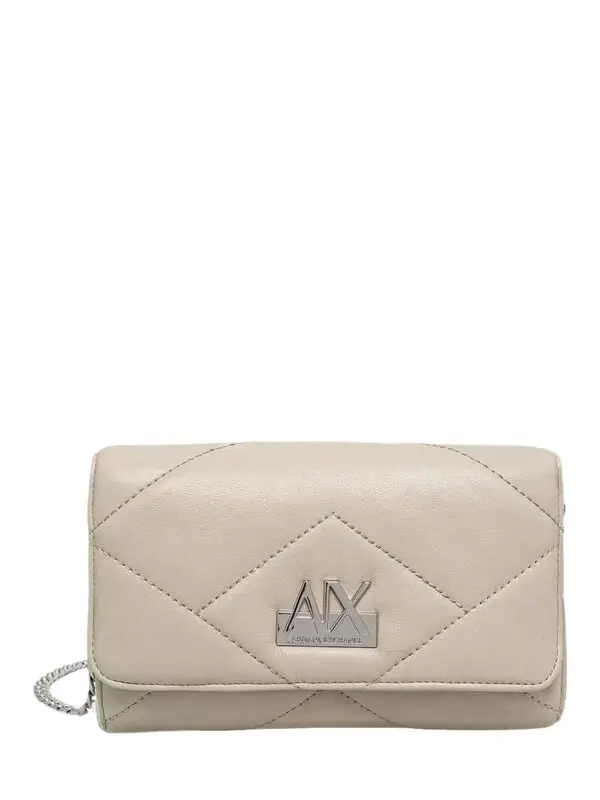 Armani Exchange Quilted Logo-plaque Crossbody Bag - Neutrals