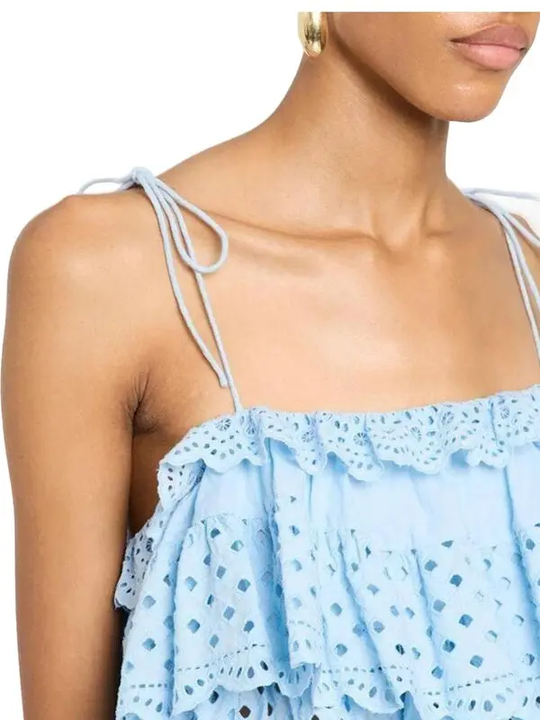 Ulla Johnson Maja Eyelet Waterwashed Cotton Poplin Top - Hydrangea