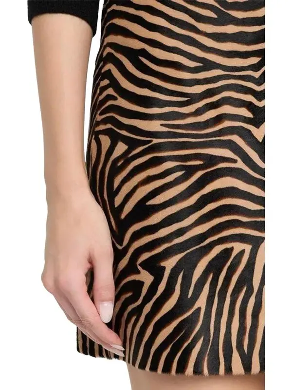 Veronica Beard Ohemia Calf Hair Mini Skirt - Tan Multi
