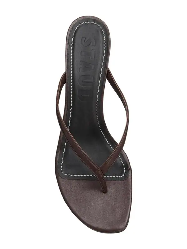 Staud 55mm Freja Leather Thong Sandals - Espresso