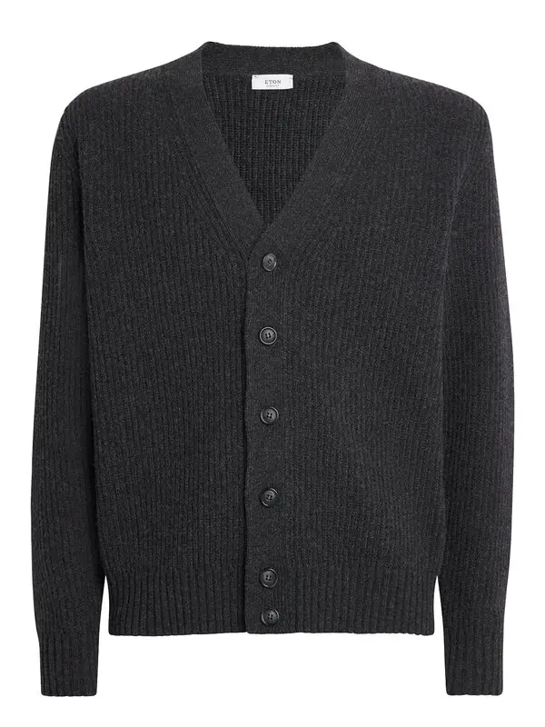 Eton Wool Ribbed Cardigan - Grey