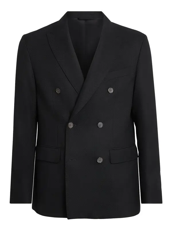 Eton Wool Double-breasted Blazer - Black