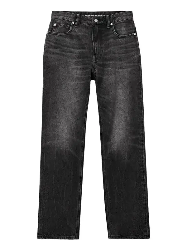 Alexander Wang High-rise Taper Jeans W/ Crystal Stud - Grey