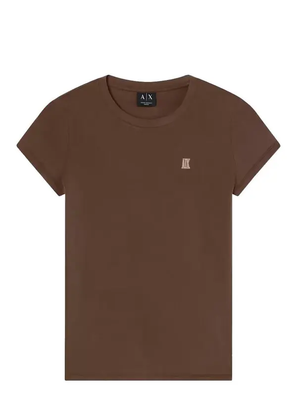 Armani Exchange Logo-plaque T-shirt - Brown