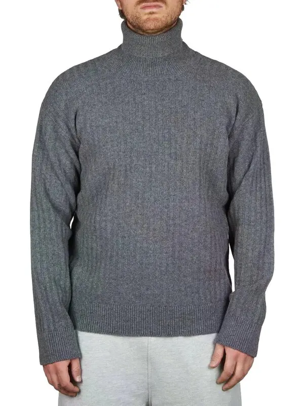 Alpha Studio Ribbed Roll-neck Sweater - Grey