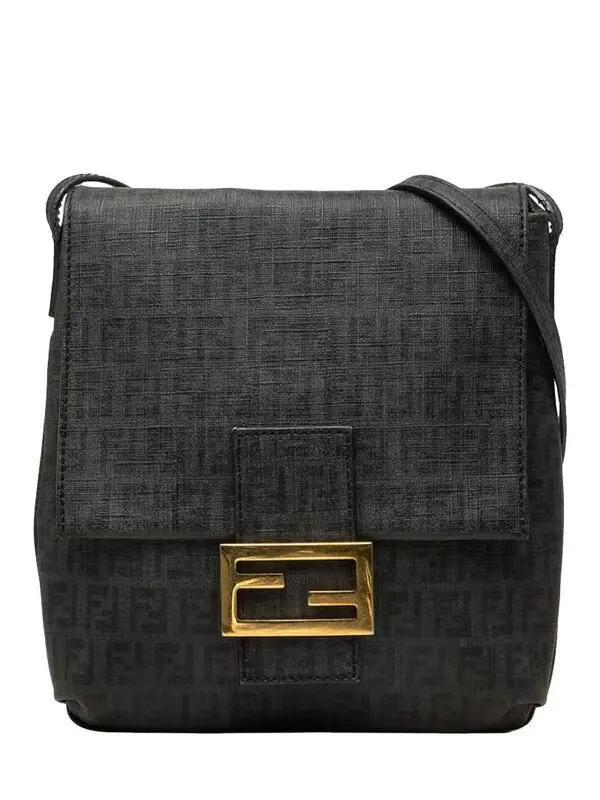 Fendi 2010-2026 Zucchino Spalmati Crossbody Bag - Black
