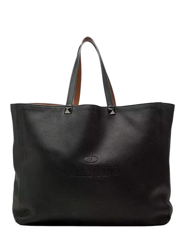 Valentino Garavani 2018-2026 Leather Rockstud Reversible Identity Tote Bag - Black