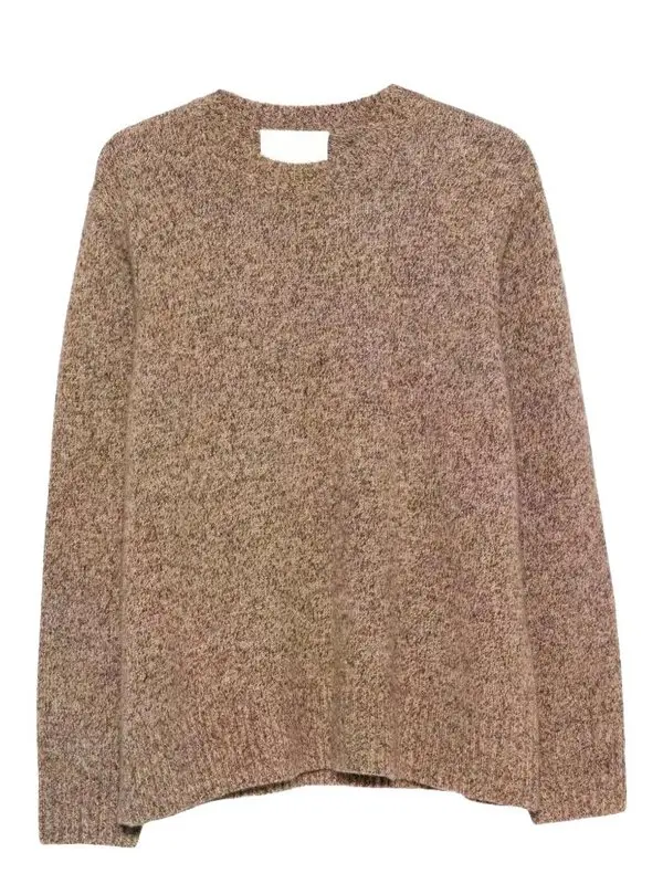 Soft Goat Melange-knit Crew-neck Sweater - Brown