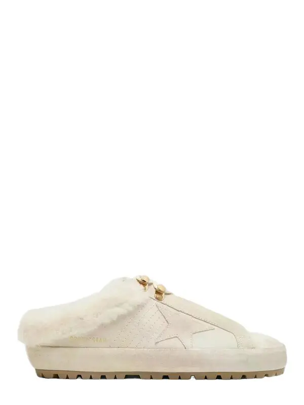 GOLDEN GOOSE Super-star Sabot Suede-upper-and-star Shearling-lining Sneakers - Neutrals