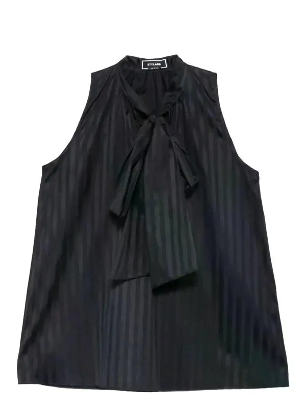 STYLAND Pussy-bow Sleeveless Top - Black