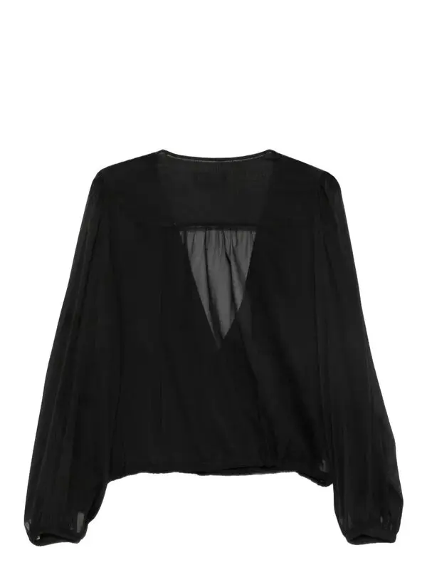 STYLAND Silk Wrap-style Blouse - Black