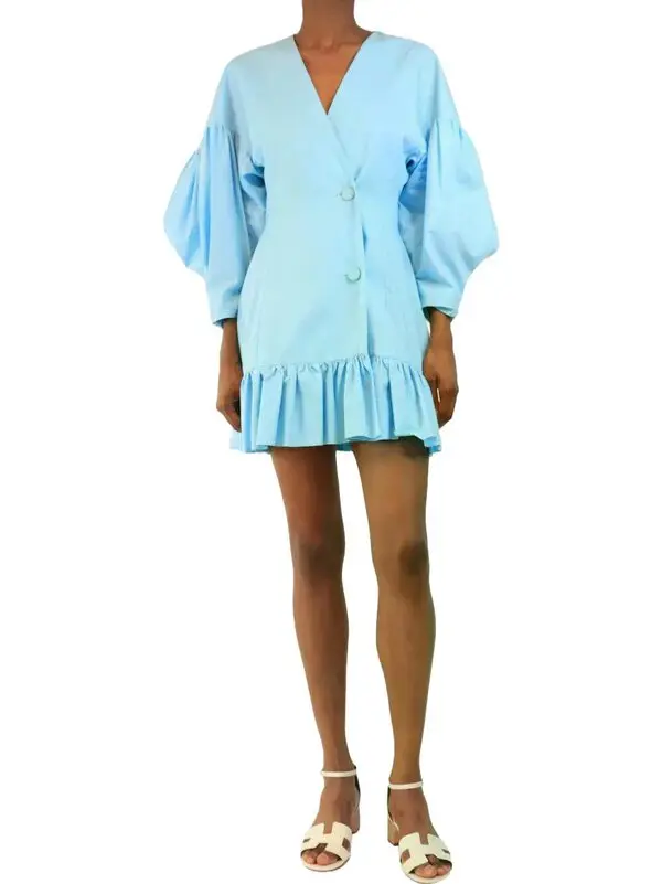 ELZINGA Elderberry Ruffled Mini Dress - Blue