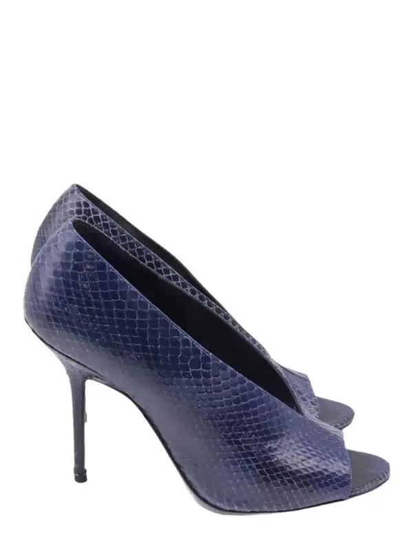 Burberry Peep-toe Snakeskin Pumps - Blue