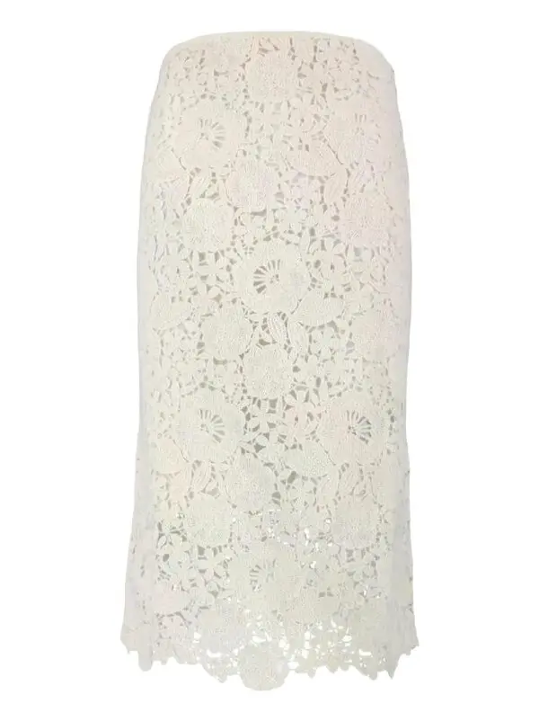 ERMANNO FIRENZE Floral-lace Midi Skirt - Neutrals