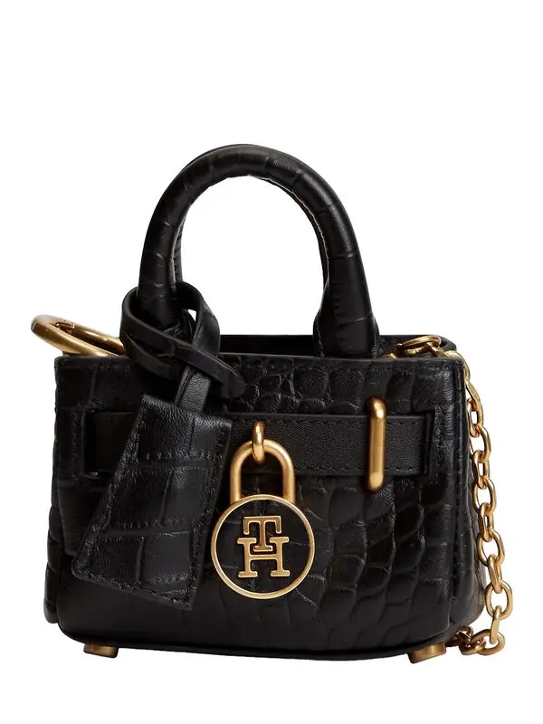 Tommy Hilfiger Croc-embossed Leather Ultra-mini Bag - Black
