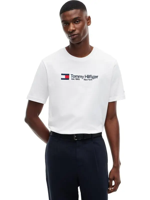 Tommy Hilfiger Embroidered Flag & Logo T-shirt - White