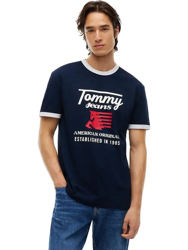 Tommy Hilfiger Pegasus Logo Ringer T-shirt - Dark Blue