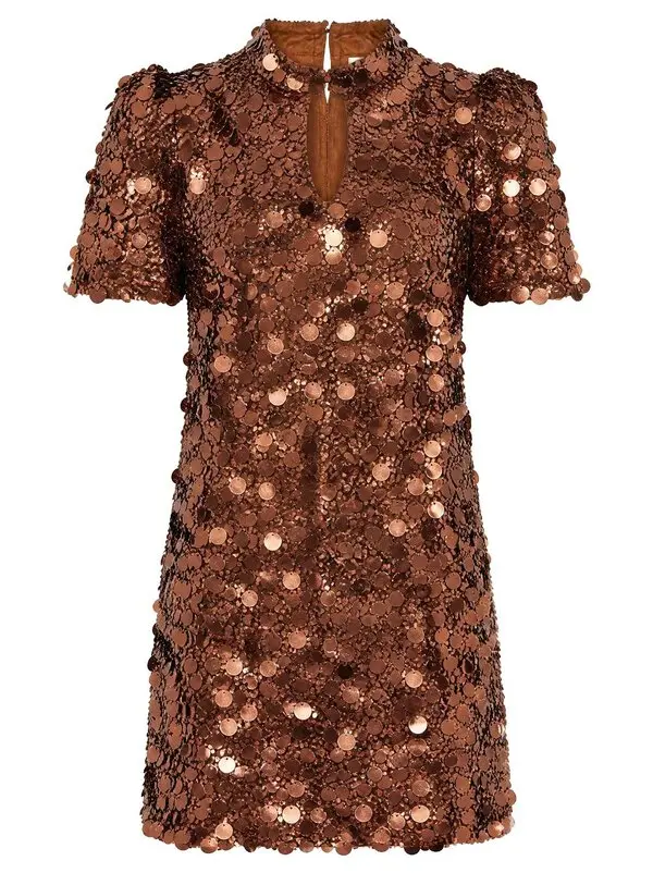 YUMI Copper Big Sequin Tunic Dress - Orange