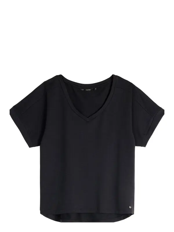 WEARTWO LONDON Athena V-neck, Short Sleeve Top, Charcoal - Grey
