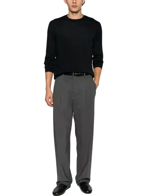 Emporio Armani Pleated Straight-leg Trousers - Grey