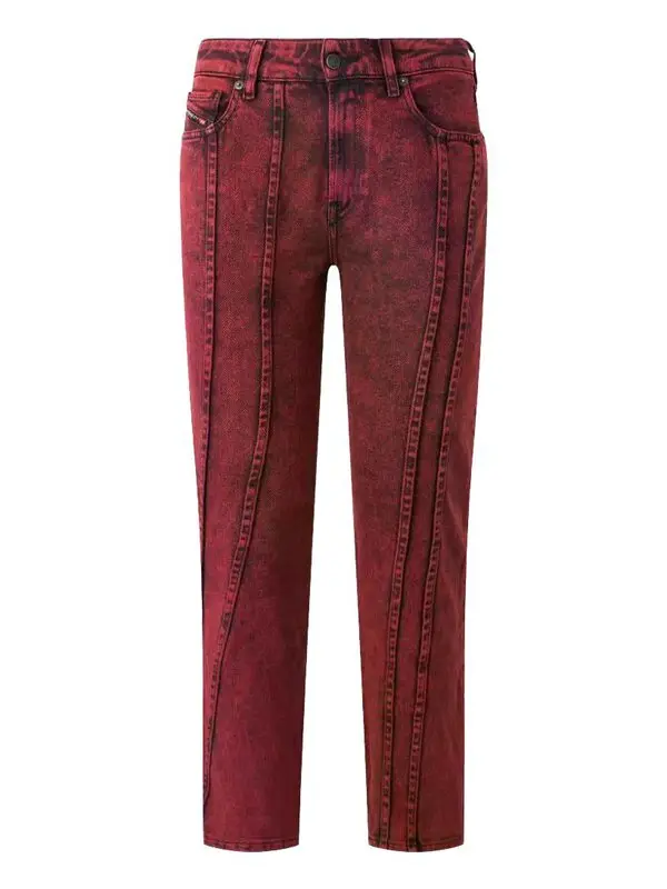 DIESEL® Acid-wash Straight-leg Jeans - Red