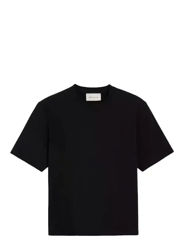 AMI Paris Cotton T-shirt With Embossed De Coeur - Black