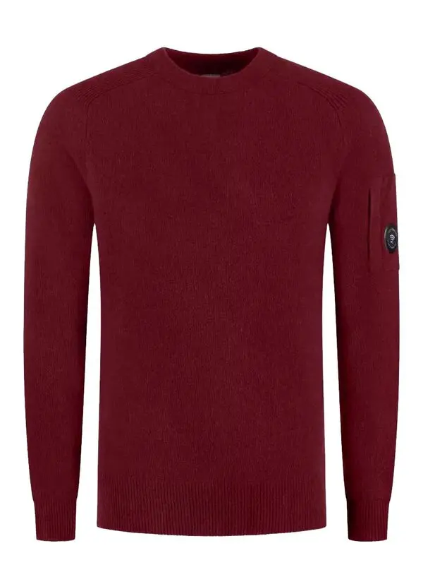 C.P. COMPANY Lambswool Lens Crewneck Sweater - Red