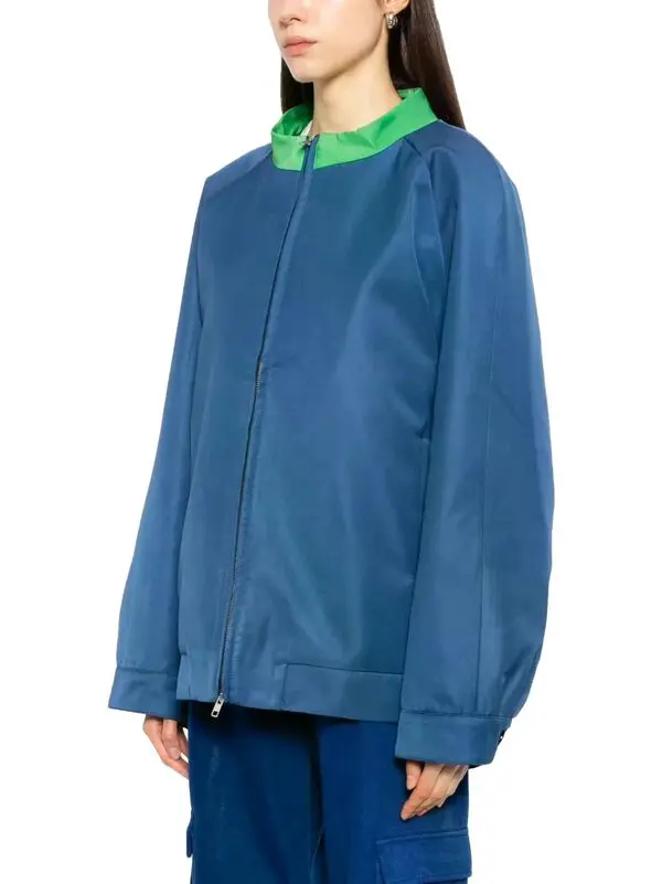 LII Contrast-collar Raglan-sleeve Jacket - Blue