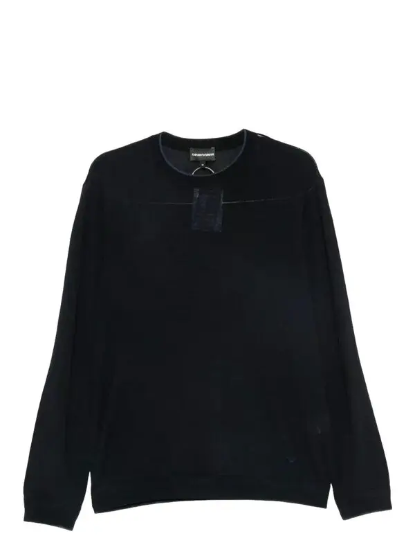Emporio Armani Logo-patch Crew-neck Sweater - Blue