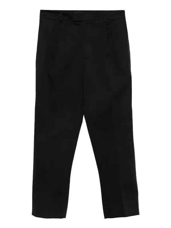 LOW BRAND Pleated Tapered Trousers - Black