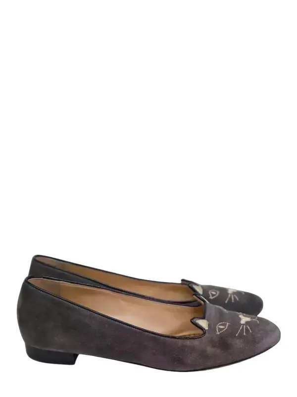 CHARLOTTE OLYMPIA Kitty Embroidered Ballet Flats - Grey