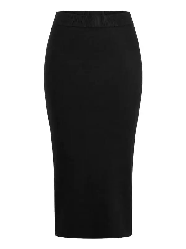 KAOS Ribbed-waistband Knitted Midi Skirt - Black