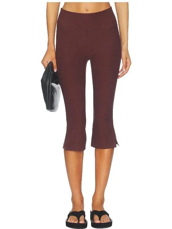 Beyond Yoga Spacedye Mid Rise Slit Pedal Pusher Legging In Brown - Iced Mocha Heather