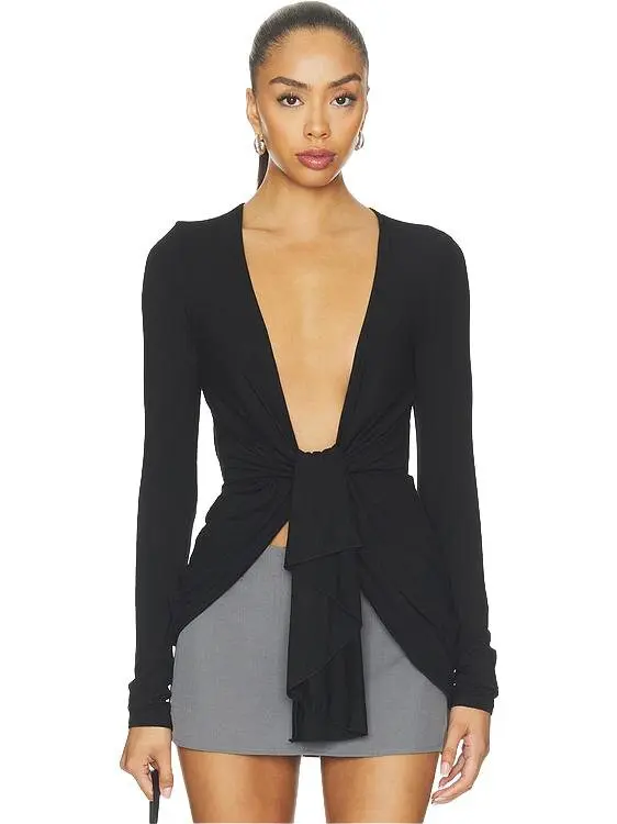 Superdown Makenzie Drape Top - Black