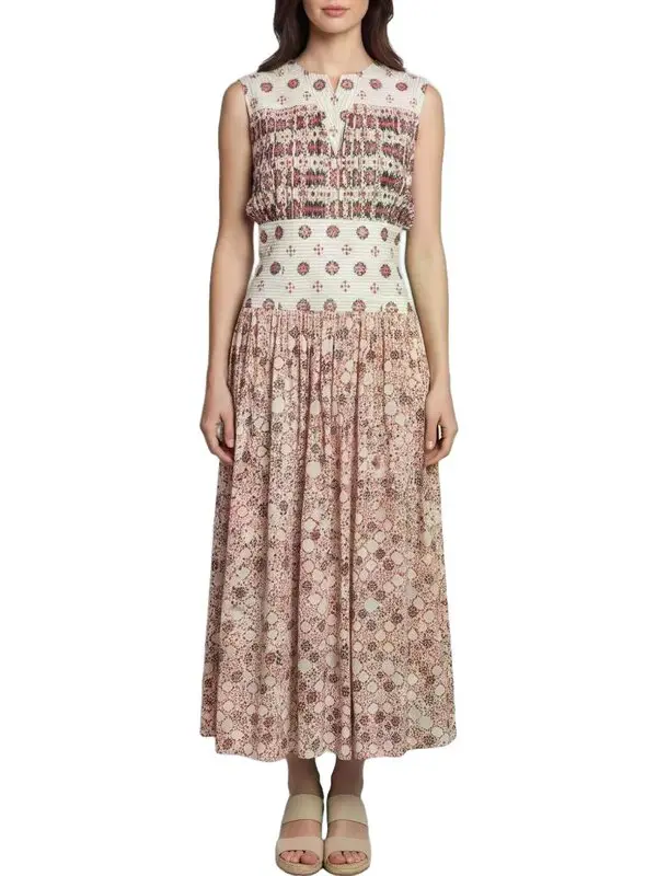 LOUIS VUITTON Floral-print Midi Dress - Neutrals