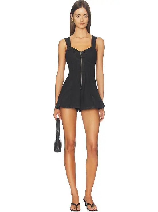 Free People X We The Free Delancey Flare Romper In Black - Catwalk