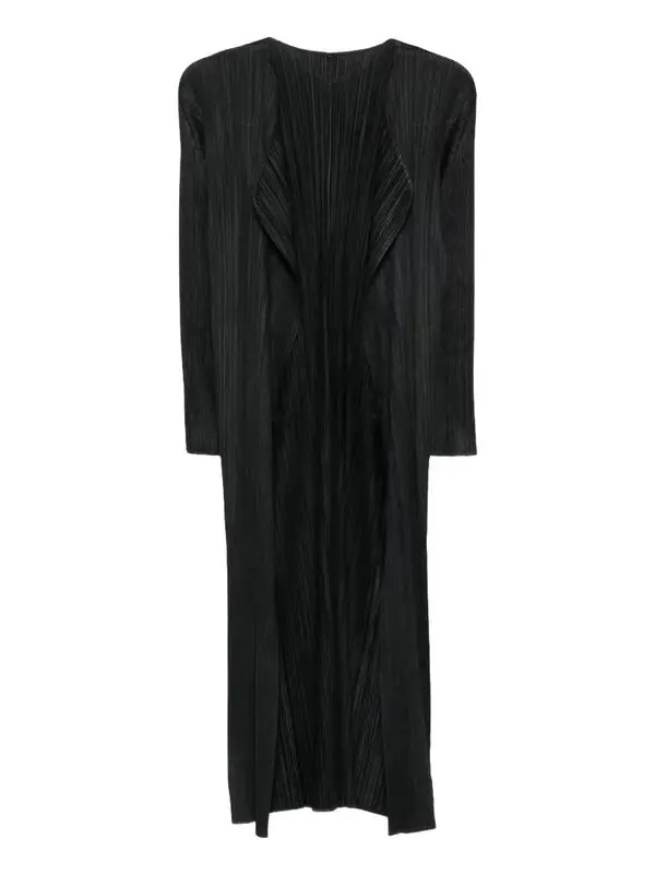 Issey Miyake Plissé-effect Coat - Black