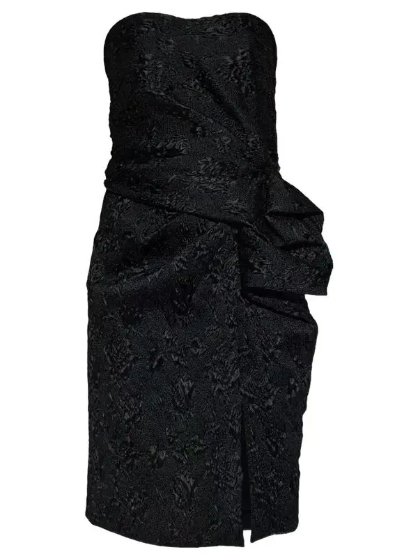Balmain Draped Ruched-detail Dress - Black
