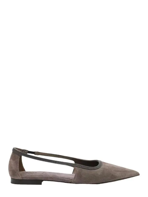 Brunello Cucinelli Pointed-toe Suede Ballet Flats - Grey