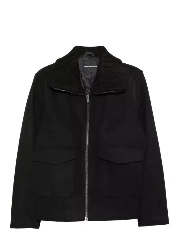 DANIELE ALESSANDRINI Ribbed-collar Zip-up Jacket - Black