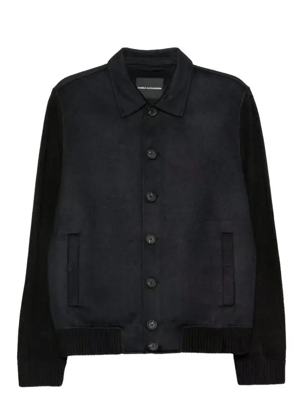 DANIELE ALESSANDRINI Panelled Knit-sleeve Jacket - Blue