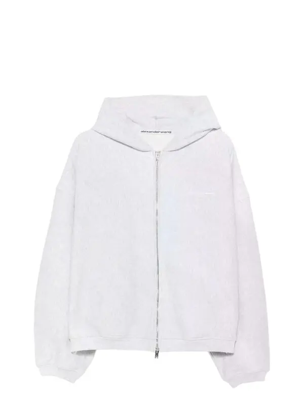 Alexander Wang Logo-print Zip-up Hoodie - Grey
