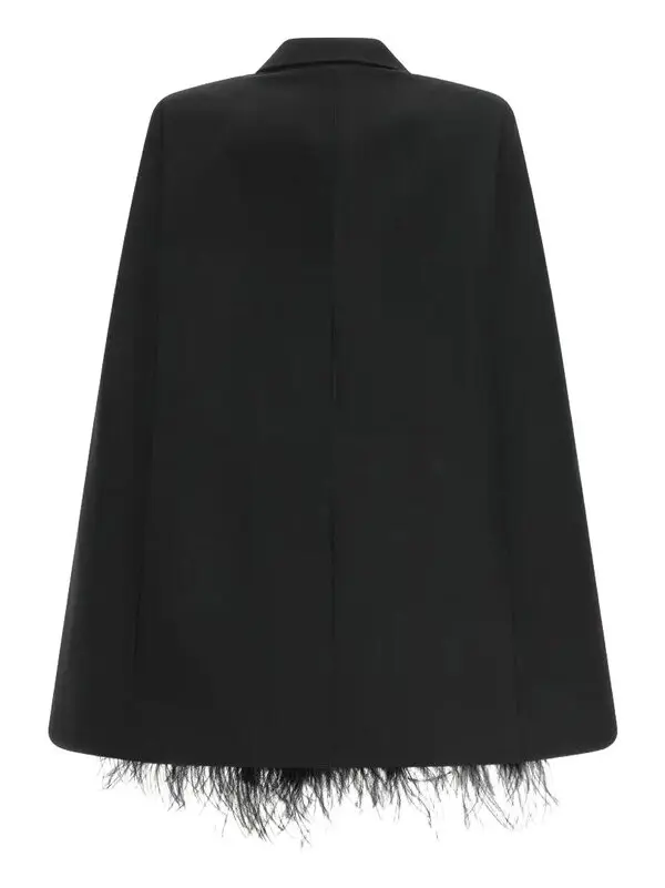 FEDERICA BONIFACI Feather-trim Cape Blazer - Black