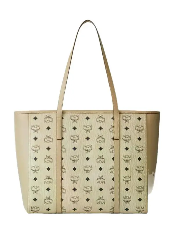 Mcm Medium Toni Visetos Logo-print Tote Bag - Neutrals