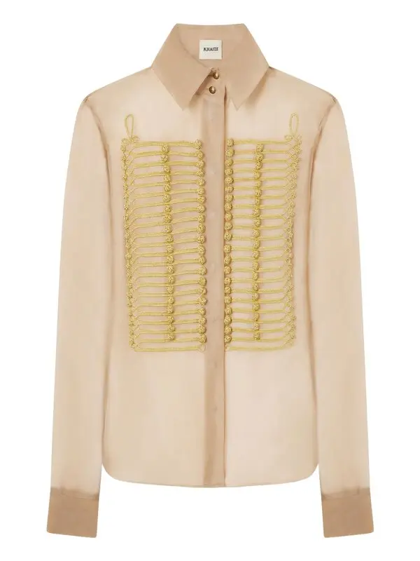 Khaite Ivy Silk-organza Blouse - Neutrals