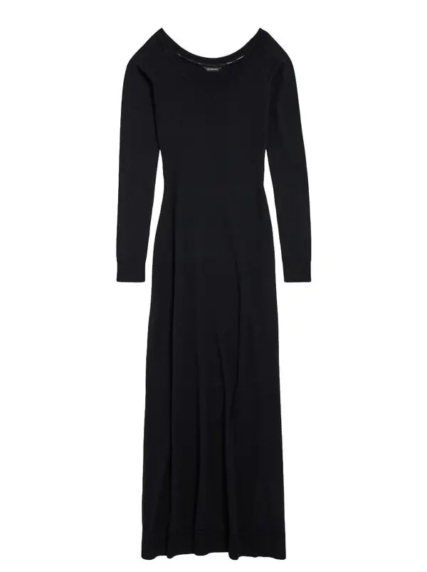 Balenciaga Off-the-shoulder V-neck Dress - Black