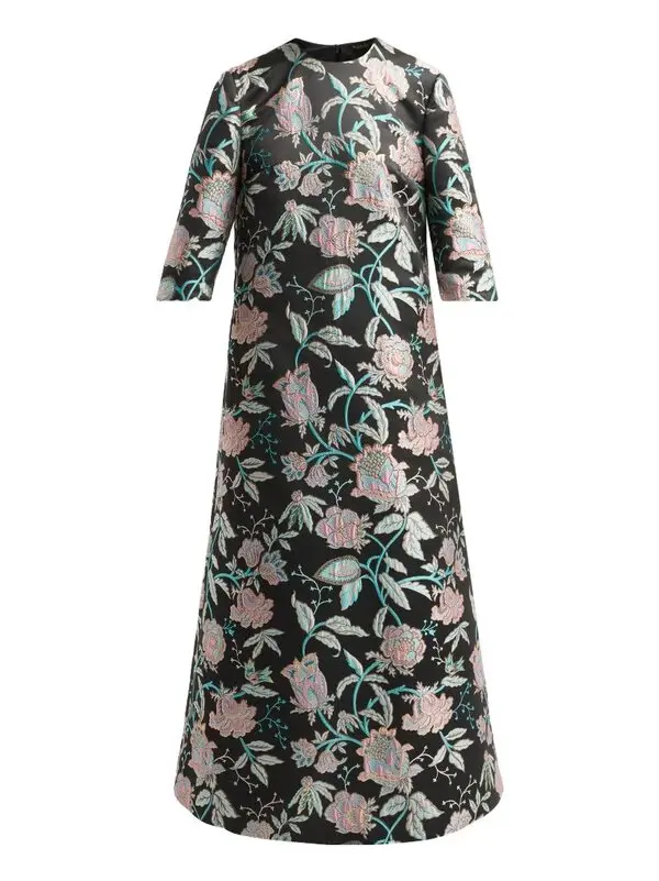 REEM ACRA After Midnight Brocade Caftan - Black Multi