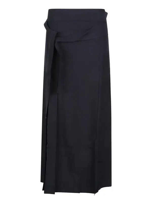 Studio Nicholson Knife Pleat Belted Kilt Skirt - Black