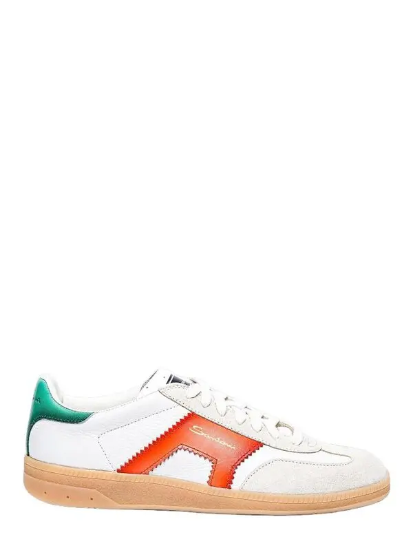 Santoni Colorblocked Leather Low-top Sneakers - White